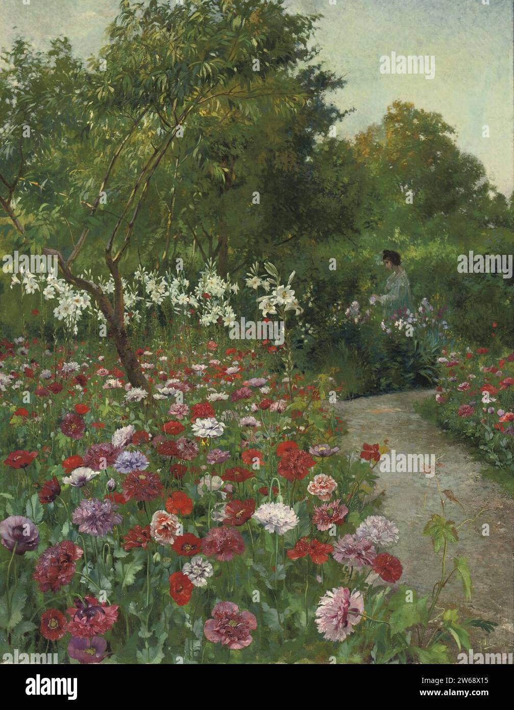 A Garden in Bloom by Henri Prosper Wirth, 1904 Stock Photo - Alamy