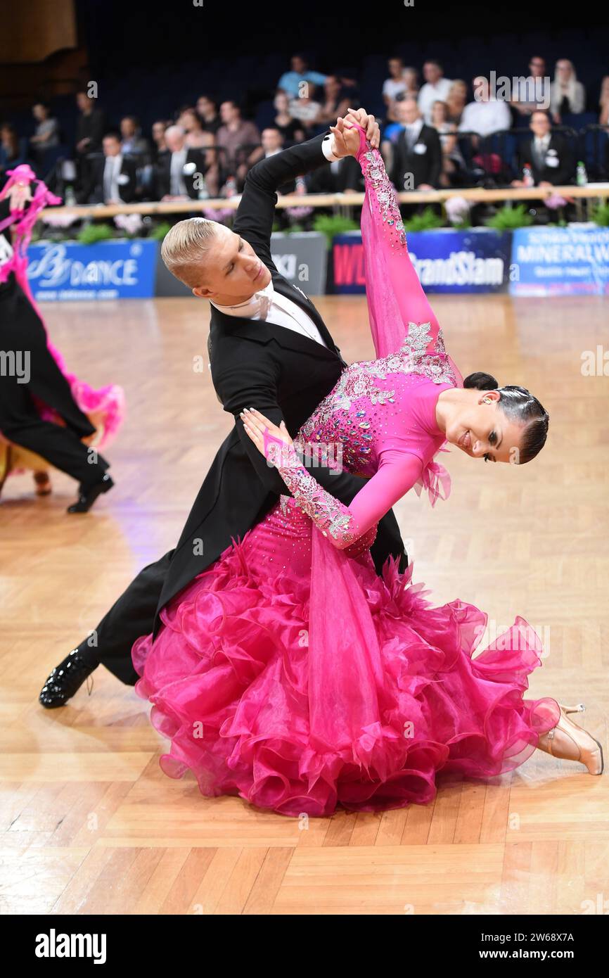 An unidentified dance couple in a dance pose during Grand Slam Standart ...