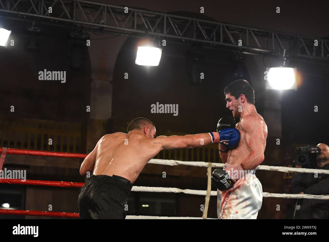 boxers in the ring during fight for ranking points Stock Photo - Alamy