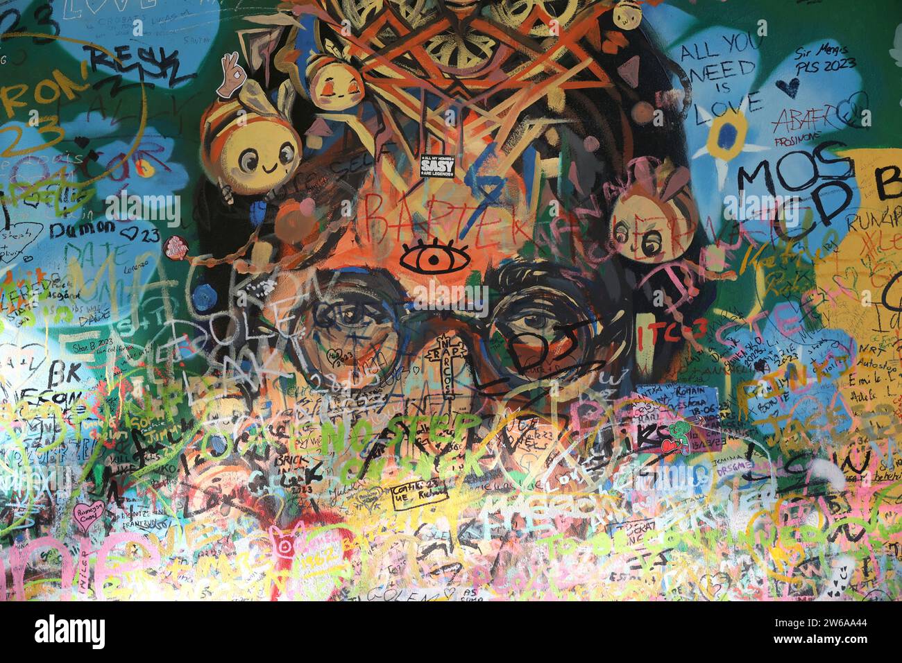 Detail of the wall dedicated to John Lennon in Prague Stock Photo - Alamy