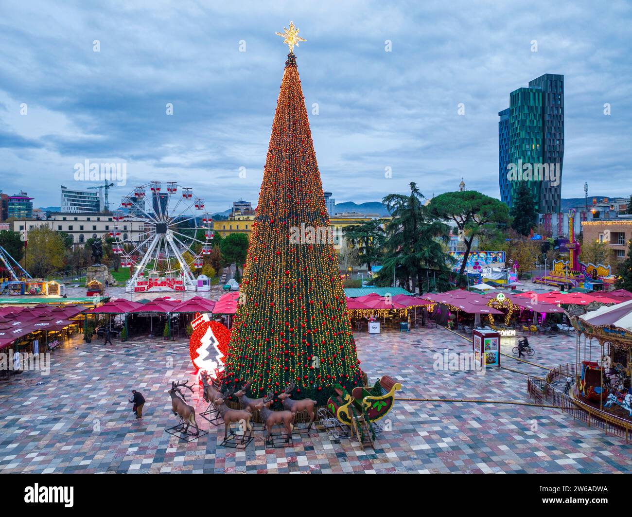 Beautiful red building tirana hi-res stock photography and images - Alamy