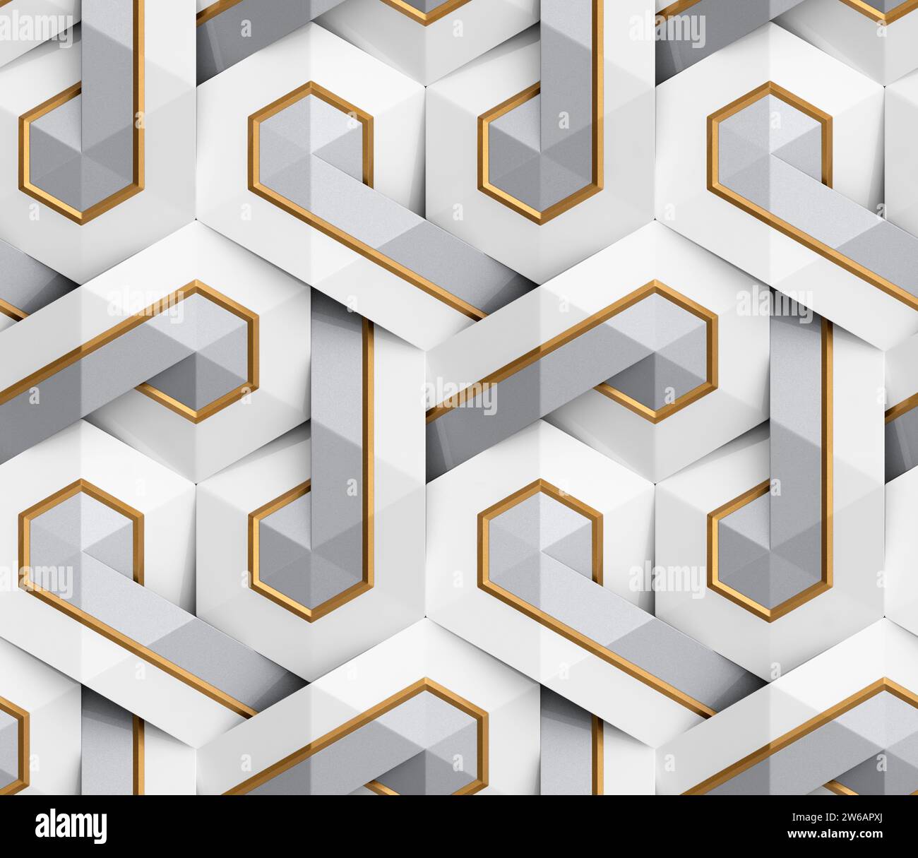 Futuristic 3D geometric pattern composed of hexagons with a luxurious ...