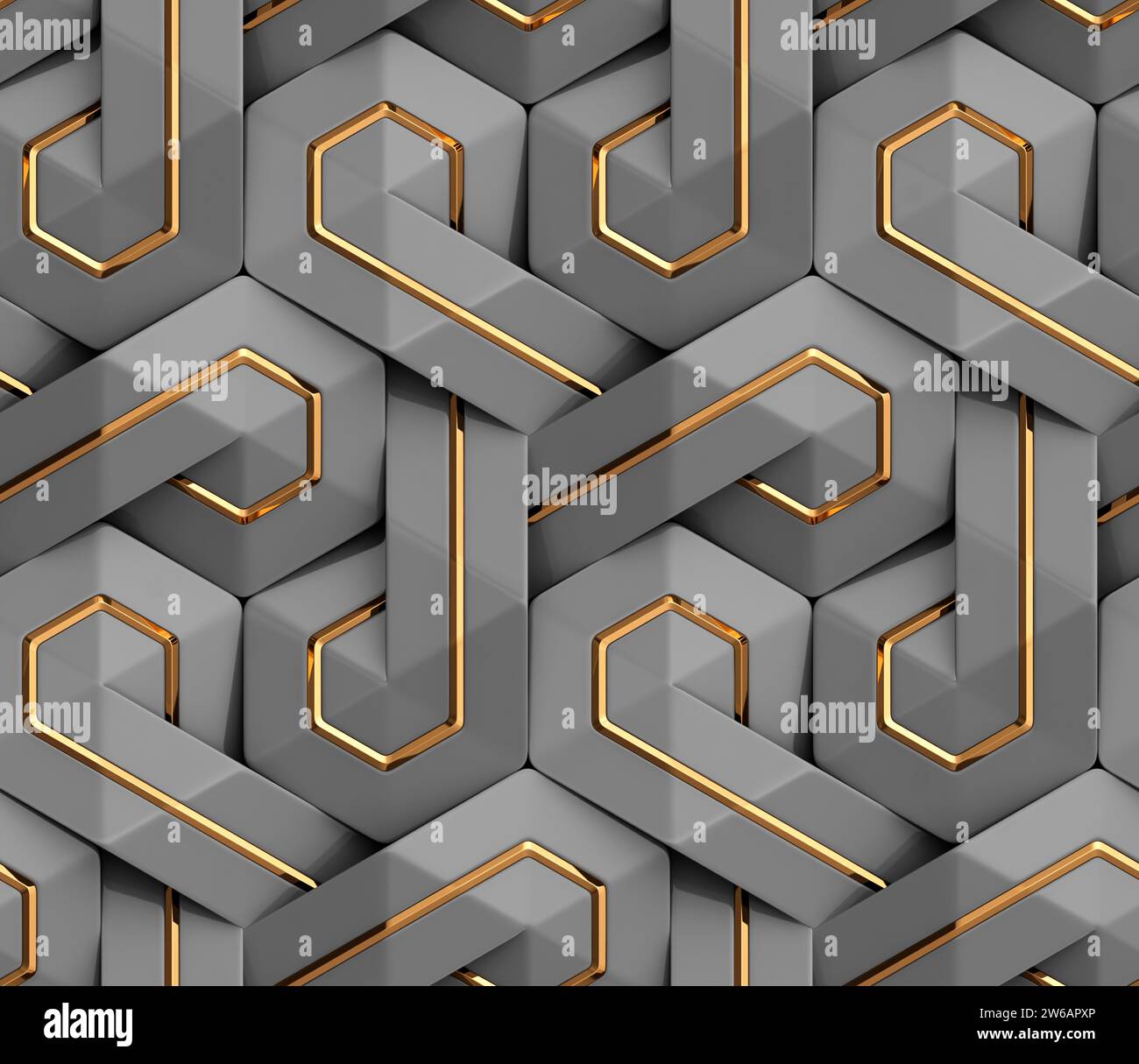 Futuristic 3D geometric pattern composed of hexagons with a luxurious ...