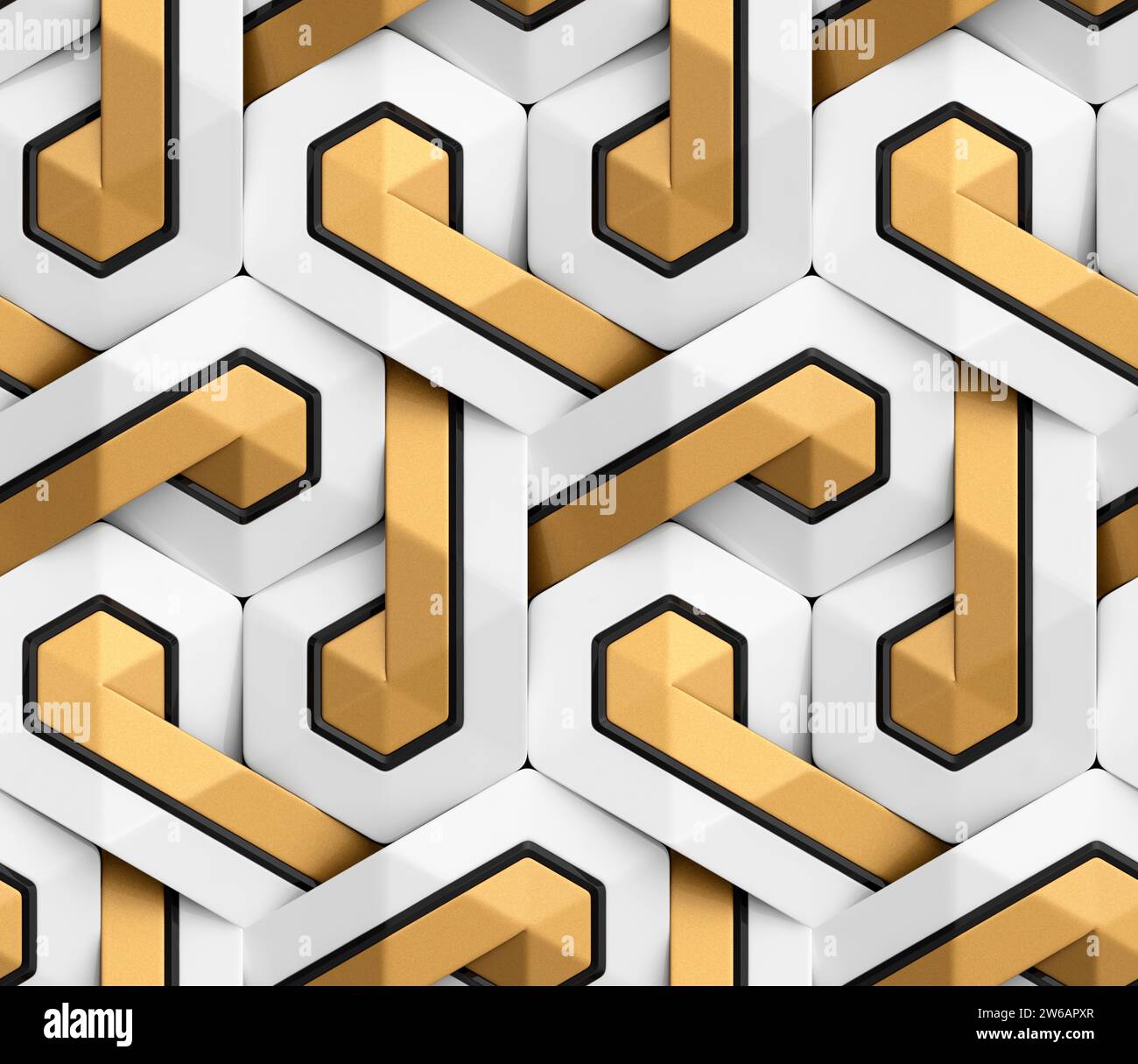 Futuristic 3D geometric pattern composed of hexagons with a luxurious ...