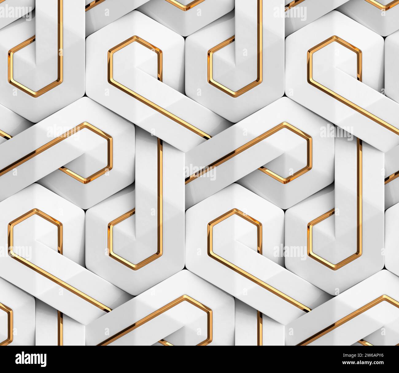 Futuristic 3D geometric pattern composed of hexagons with a luxurious ...