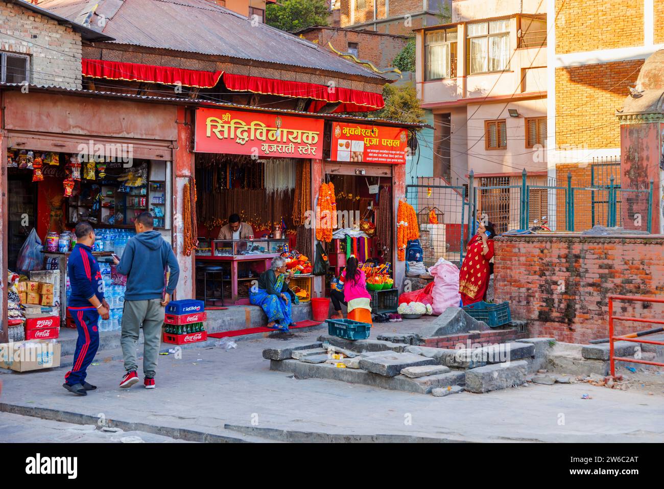 Small local roadside shop selling marigolds and flowers for garlands ...