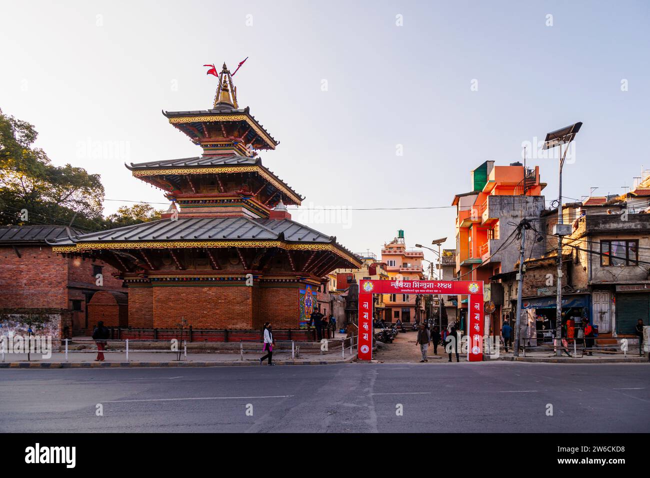 Typical stupa and street scene in Mitrapark, Pashupatinath district ...