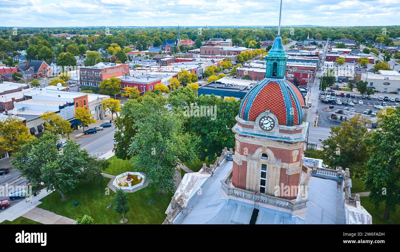 Aerial View of Historic Elkhart Courthouse and Downtown Area Stock ...