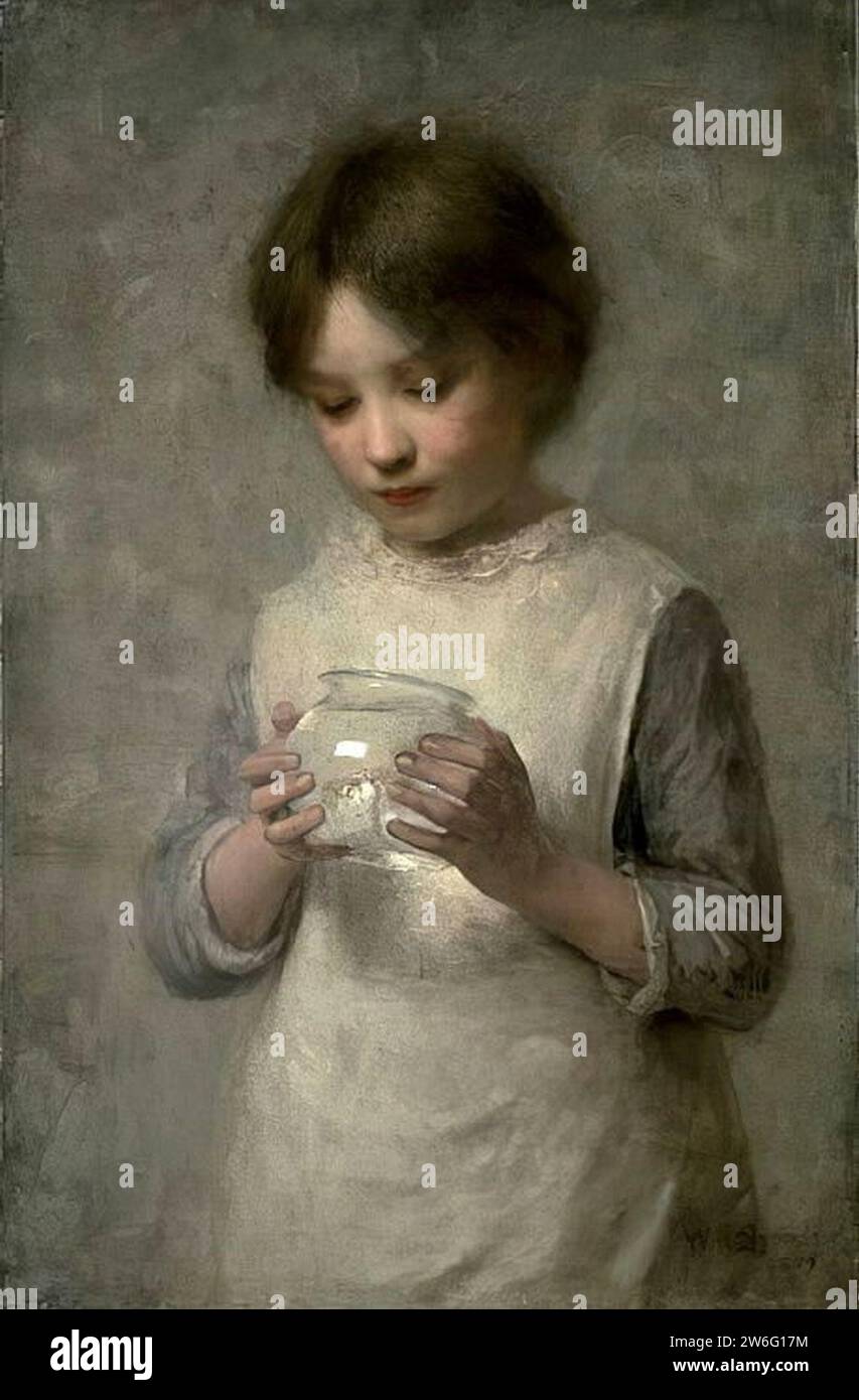 William Robert Symonds - Girl with a Silver Fish 1889 Stock Photo - Alamy