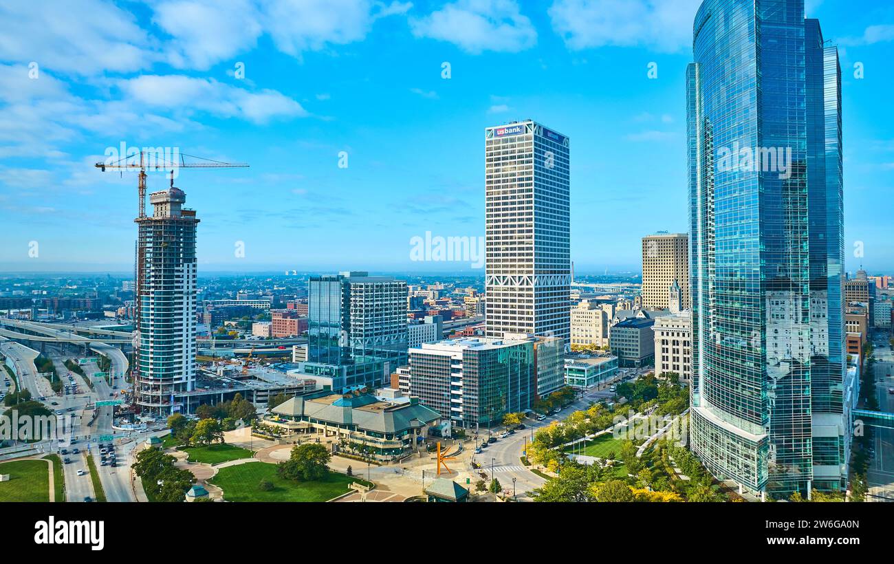 Aerial View of Urban Growth and Skyscrapers, Milwaukee Stock Photo - Alamy