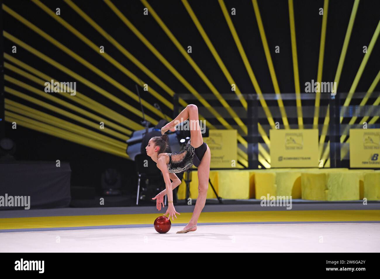 gymnast girl perform at rhythmic gymnastics competition Stock Photo - Alamy