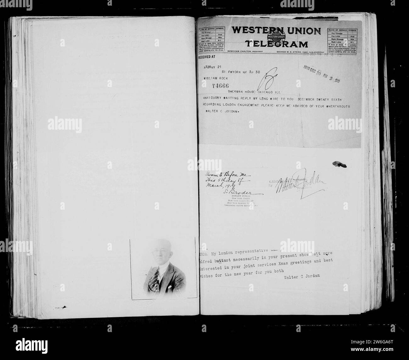 William Rock (1872-1922) passport application from 1919, page 3 Stock ...
