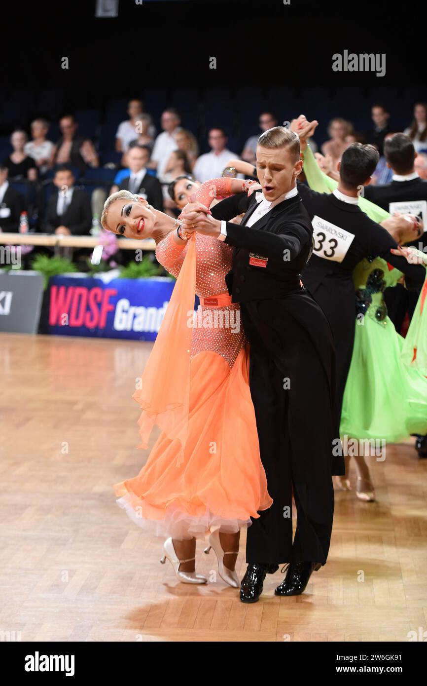 An unidentified dance couple in a dance pose during Grand Slam Standart ...