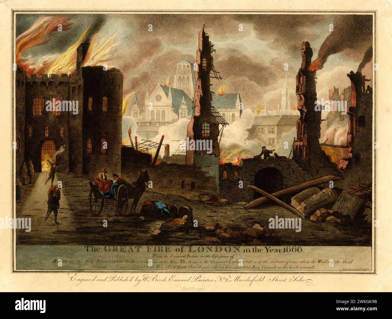 William Russell Birch - The Great Fire of London in the Year 1666 Stock ...