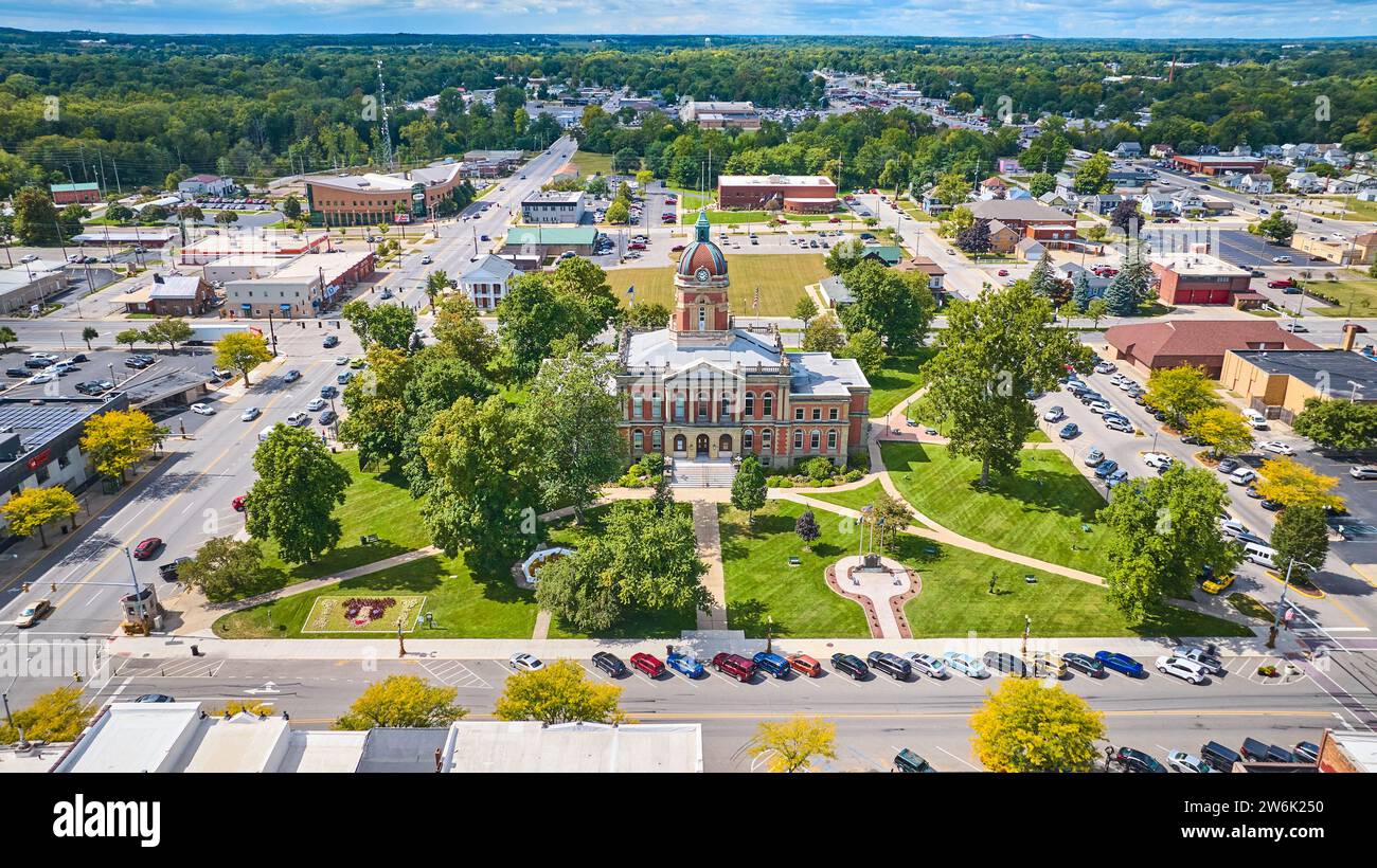 Aerial View of Historic Courthouse in American Small Town Stock Photo ...