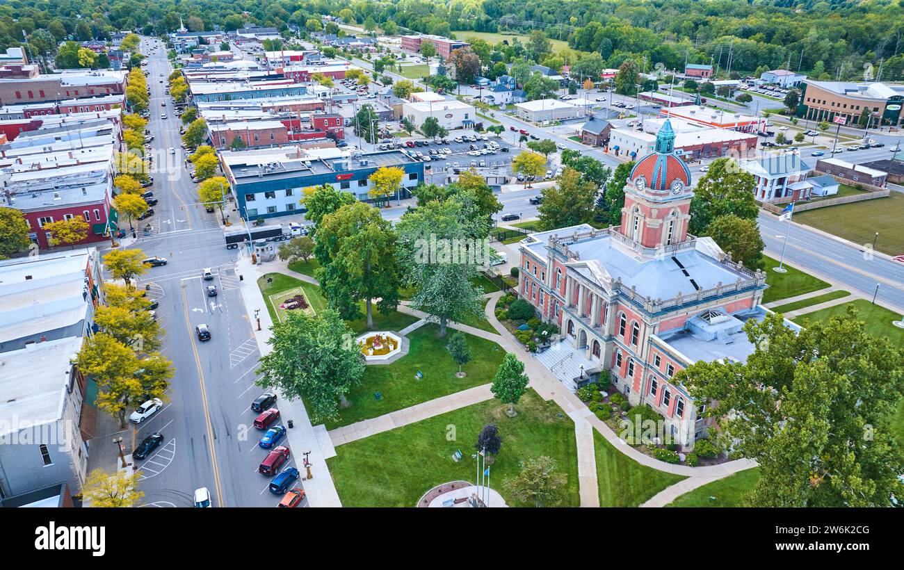 Aerial View of Historic Courthouse in Small Town America Stock Photo ...