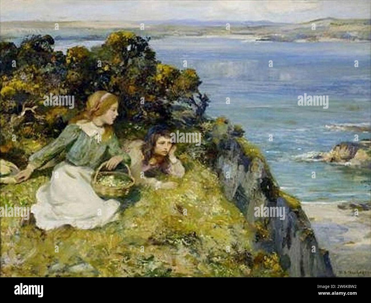 William Stewart Macgeorge - On The Clifftop Stock Photo - Alamy