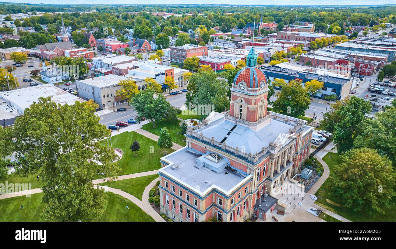 Aerial View of Historic Courthouse and Small Town America Stock Photo ...