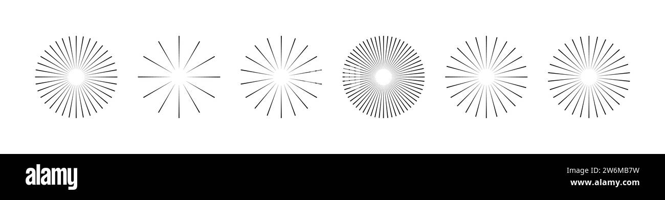 Starburst stripe round set. Ray lines emanate from the center of the ...