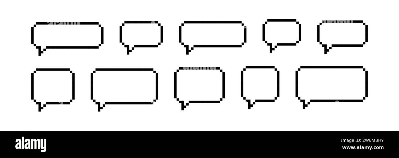 Pixel speech bubbles pack. Text boxes for chats and games. Vector ...