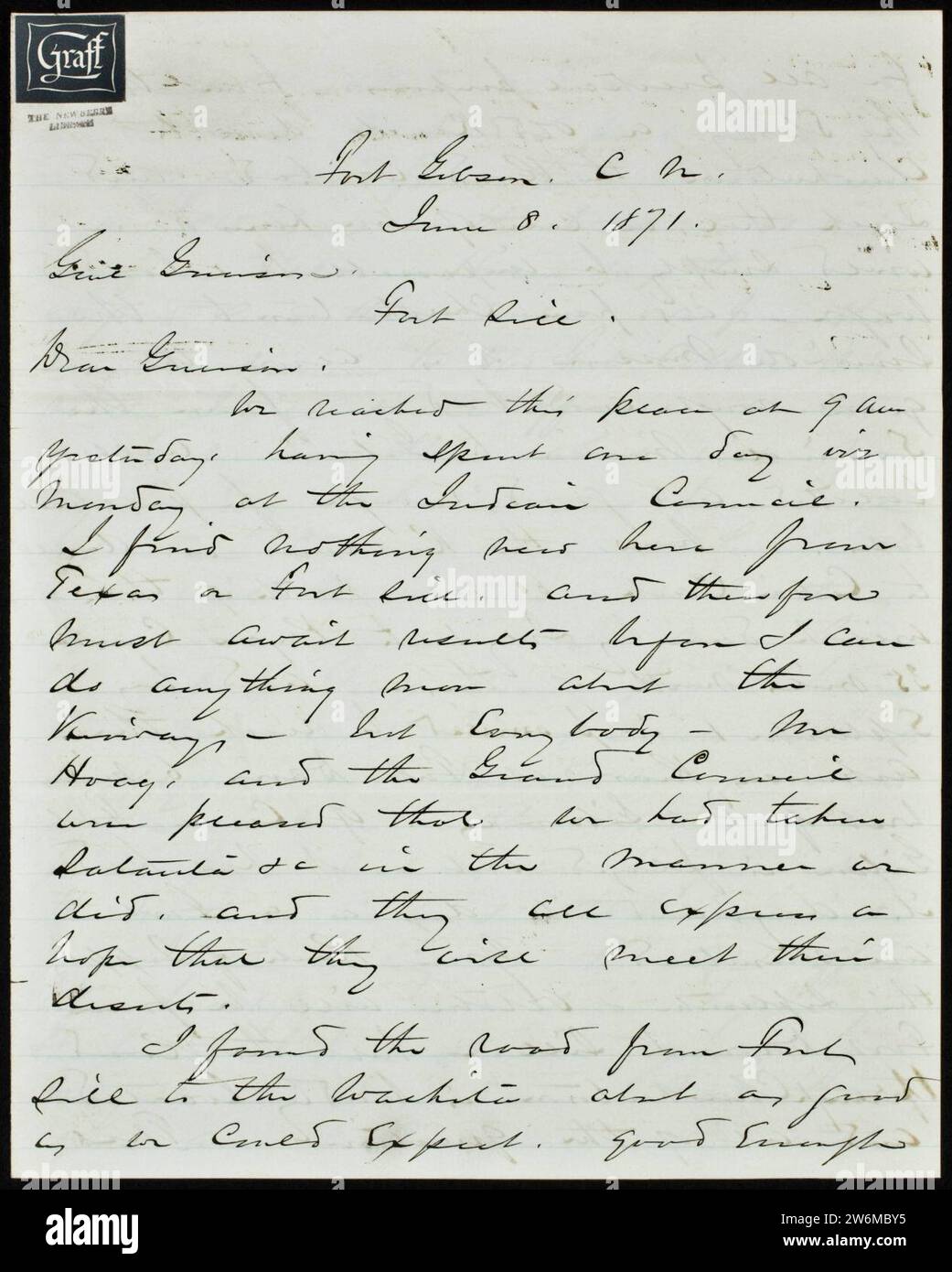 William Tecumseh Sherman letter to General B.H. Grierson, 1871 Stock ...