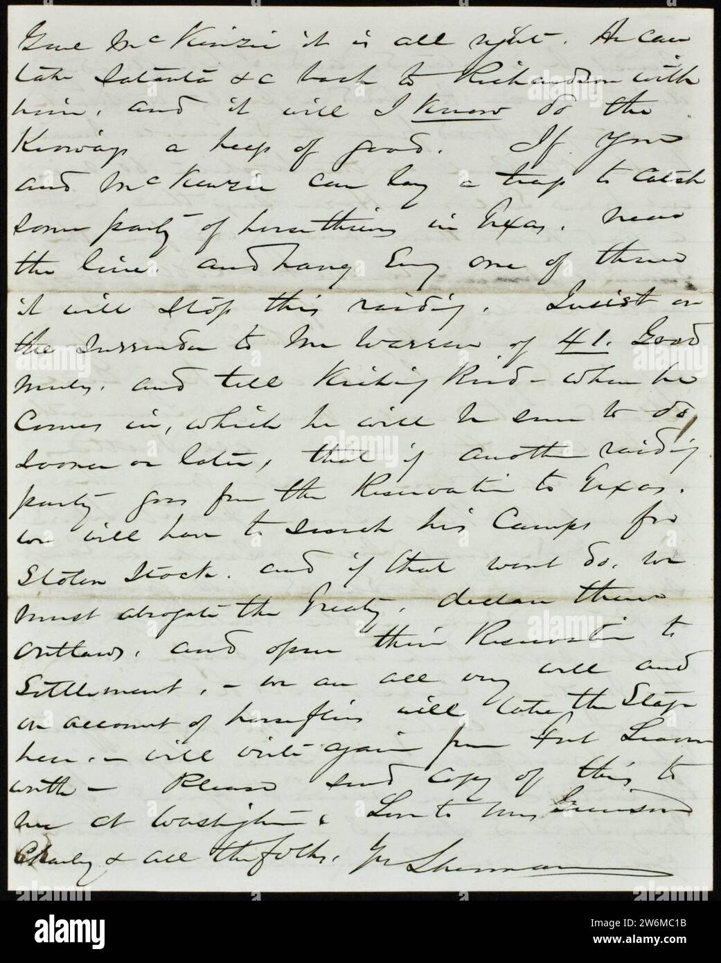 William Tecumseh Sherman letter to General B.H. Grierson, 1871 Stock ...