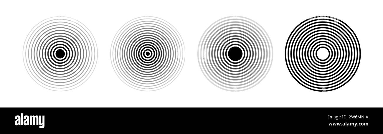 Sound ripple of a circular wave pack. Radio signal or splash of water ...
