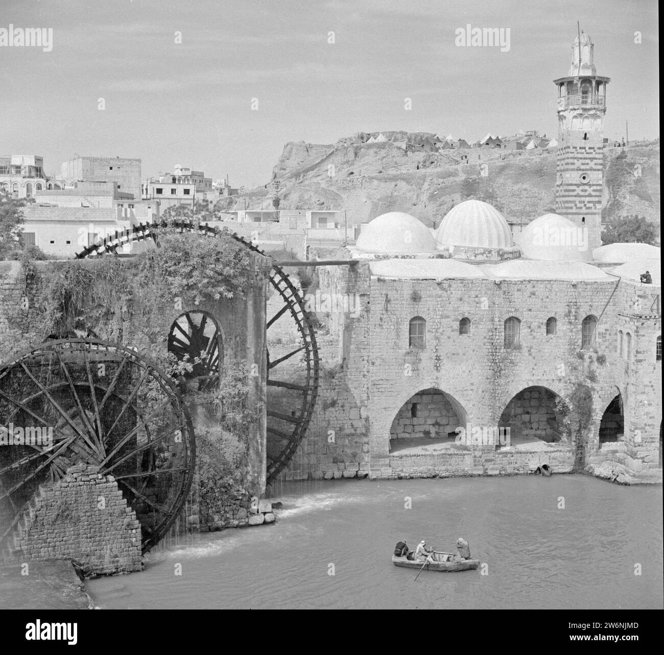 Wooden water wheel on the Orontes River in Hama ca. 1950-1955 Stock ...