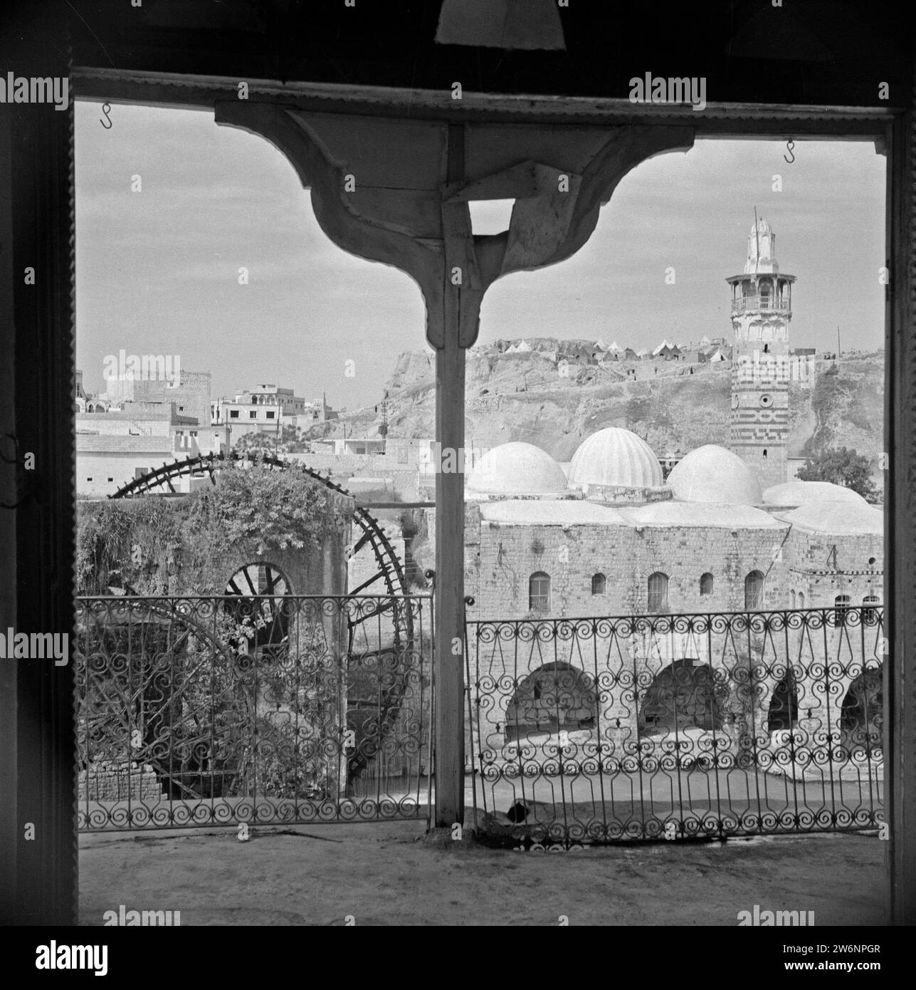 Wooden water wheel on the Orontes River in Hama ca. 1950-1955 Stock ...