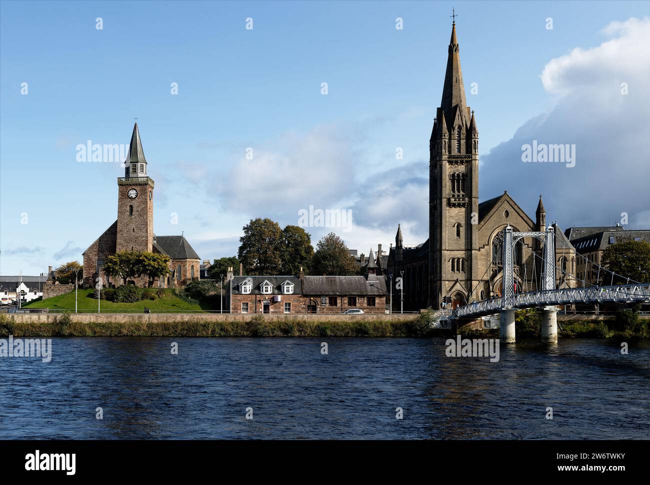 The Free North Church, Old High Church towers and Greig Street Bridge ...