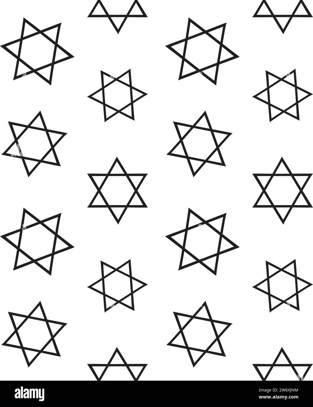 Vector seamless pattern of hand drawn sketch doodle David star isolated ...