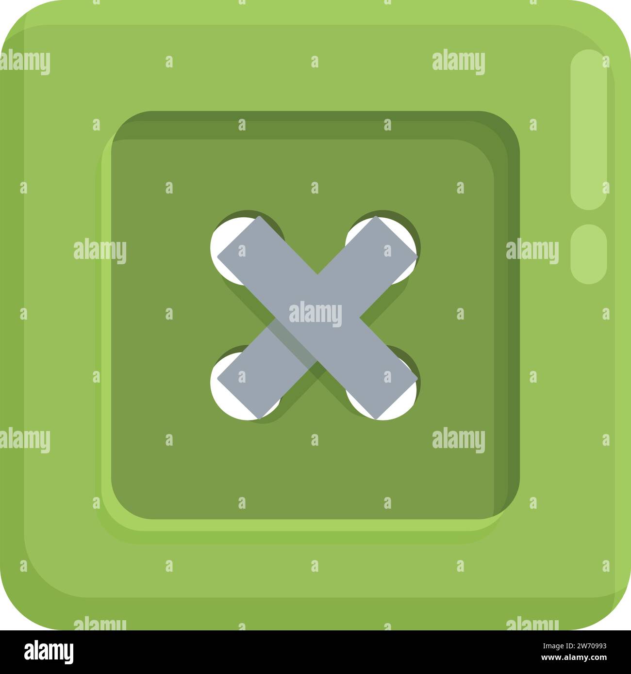 Green lime button icon cartoon vector. Textile fabric. Art plastic hole ...