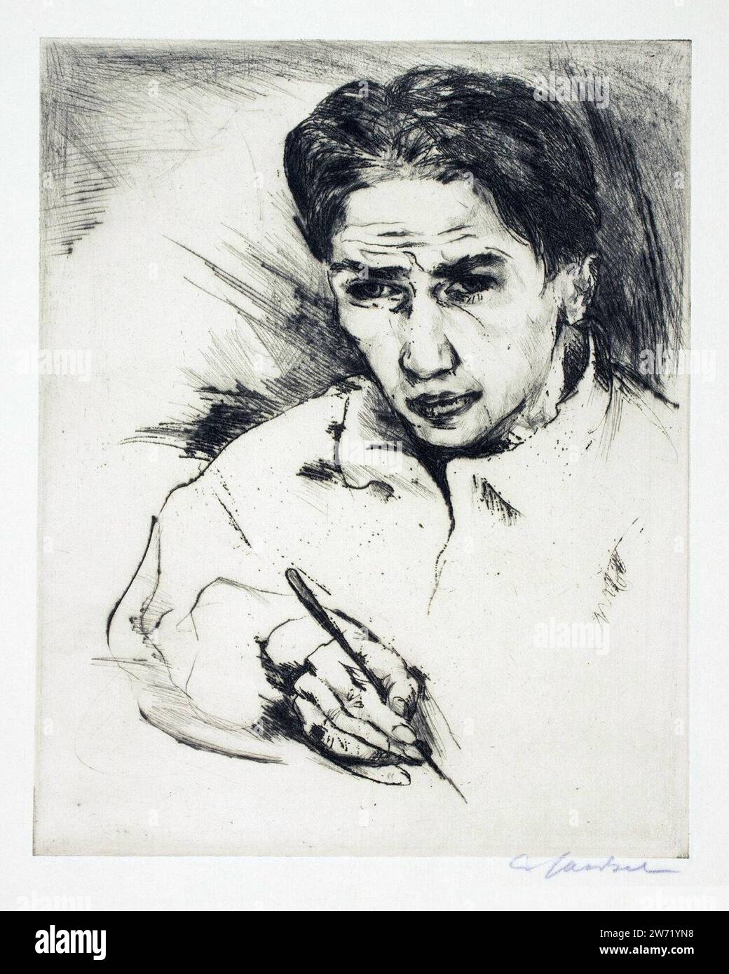 Willy Jaeckel - Selbstbildnis mit Radiernadel, 1928 Stock Photo - Alamy