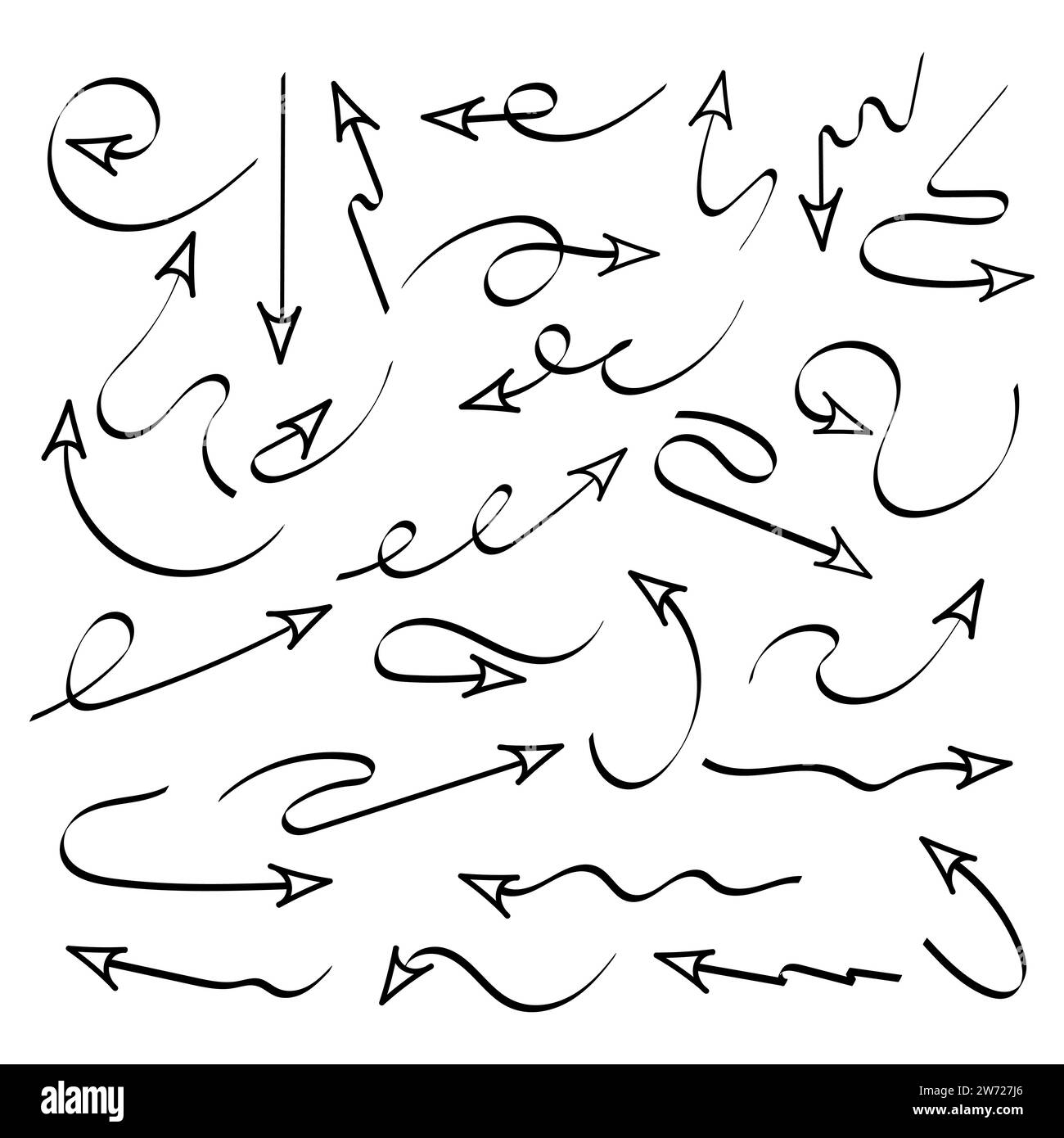 Arrows texture brush icon set of simple hand drawn arrows. Vector ...