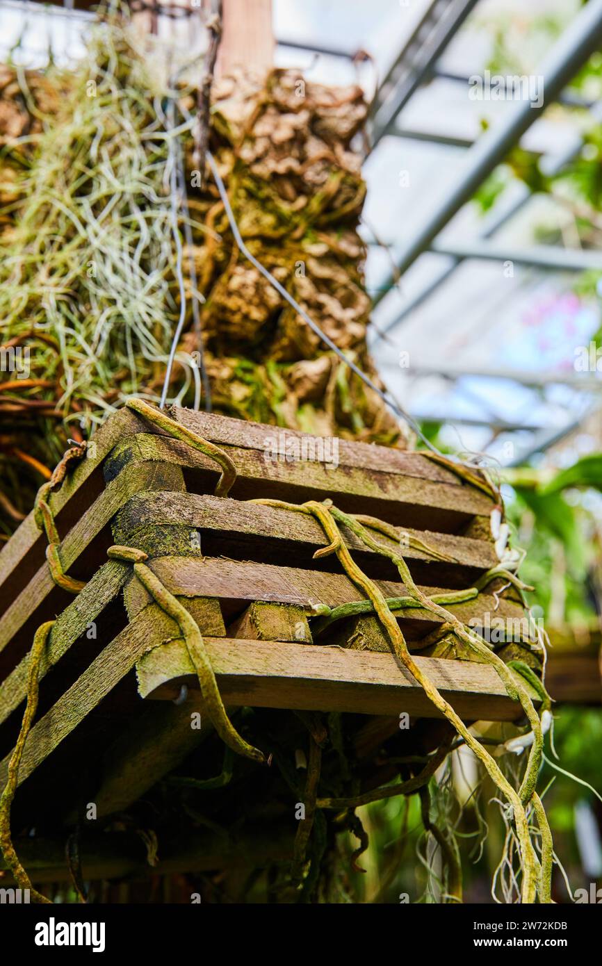 Greenhouse Mossy Crate Planter, Overgrown with Tendrils - Underneath ...