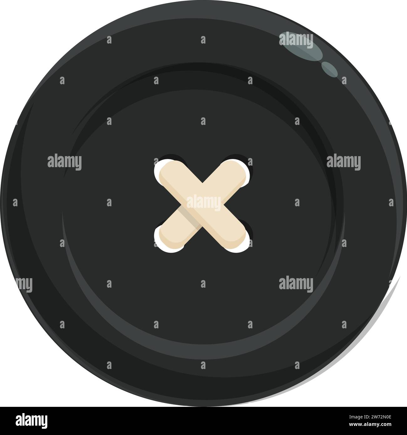 Black color button icon cartoon vector. Denim classic. Fabric tailor ...