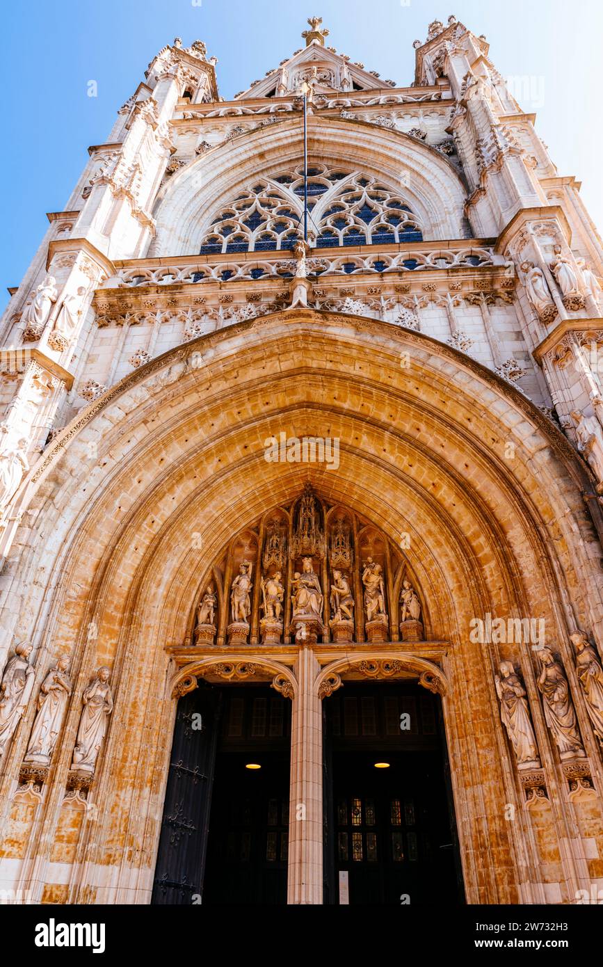 Detail portal. Church of Our Blessed Lady of the Sablon is a Roman ...