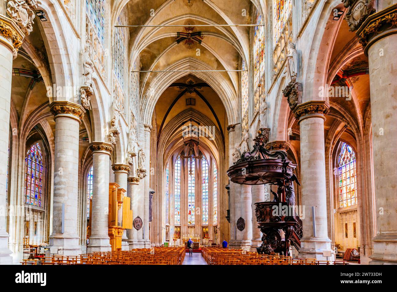 Nave, in the background the altar. Church of Our Blessed Lady of the ...