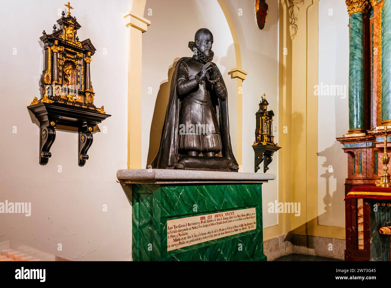 Sculpture of Don García Barrionuevo, kneeling in prayer, by ...