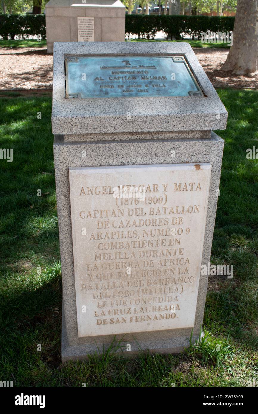 Statue of Ángel Melgar in the Lepanto Gardens in the Plaza de Oriente ...