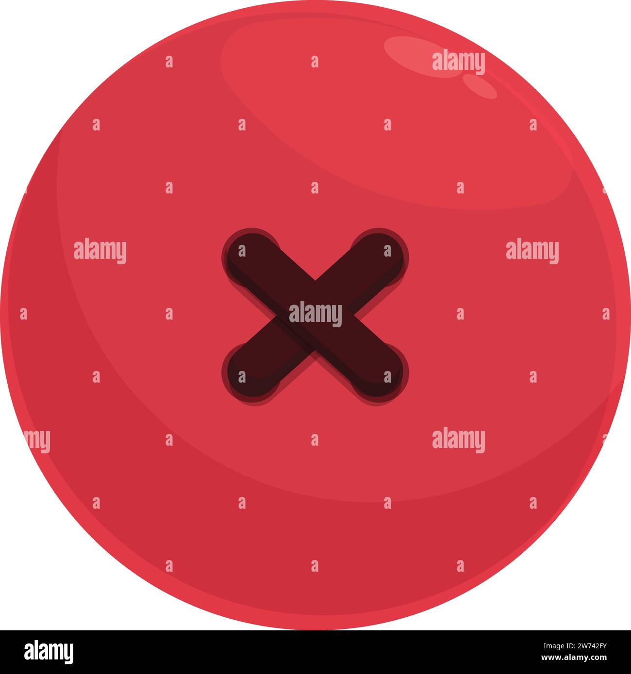 Red round button icon cartoon vector. Classic shirt. Fabric textile ...