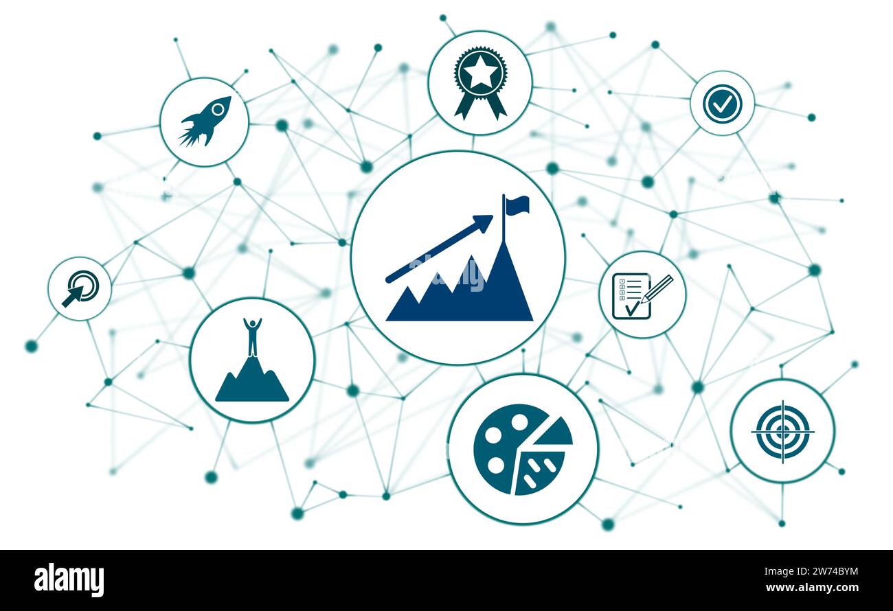 Concept of goals with connected icons Stock Photo - Alamy