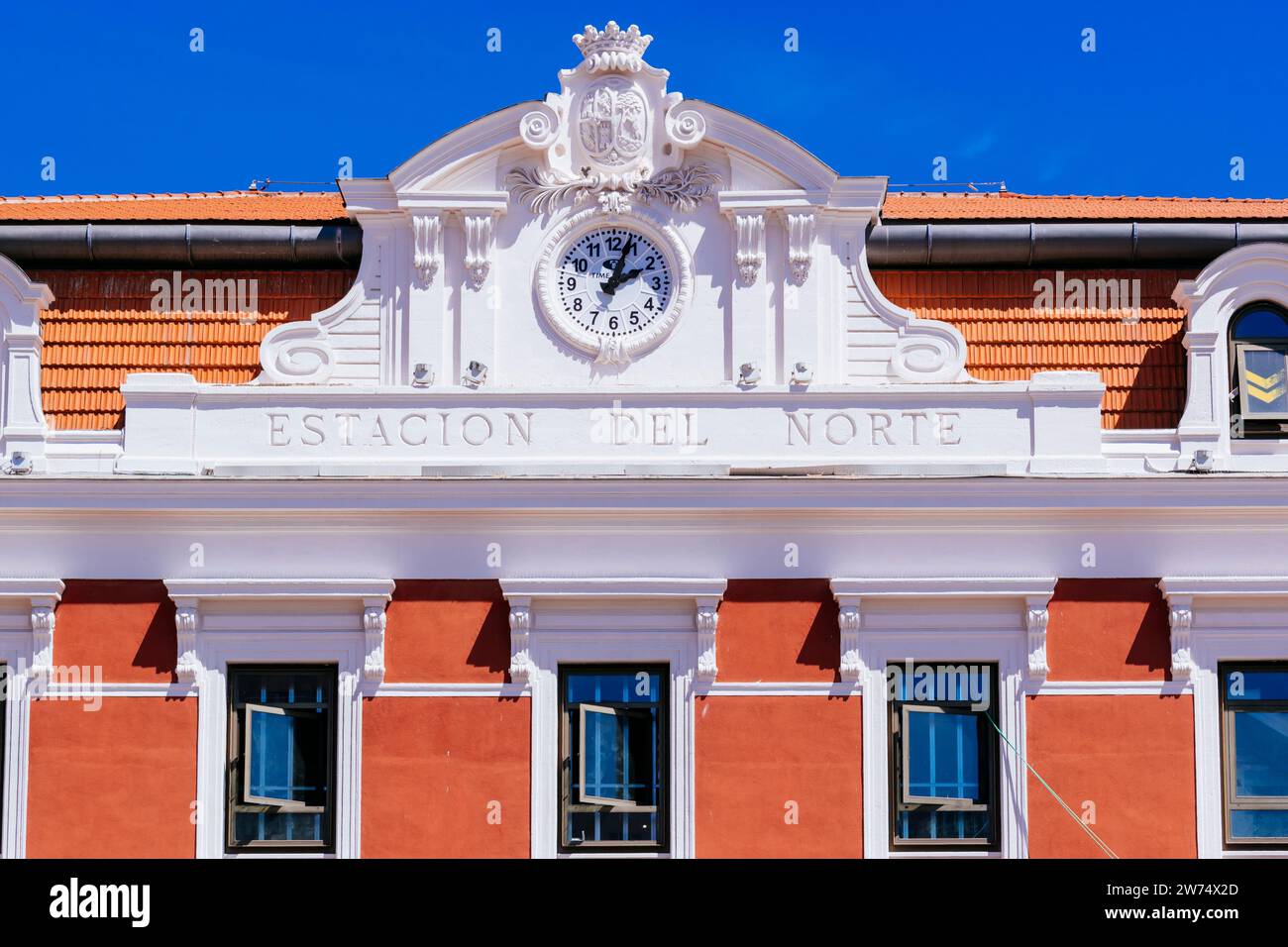 Clock detail. The North Station, also known historically as Madrid ...