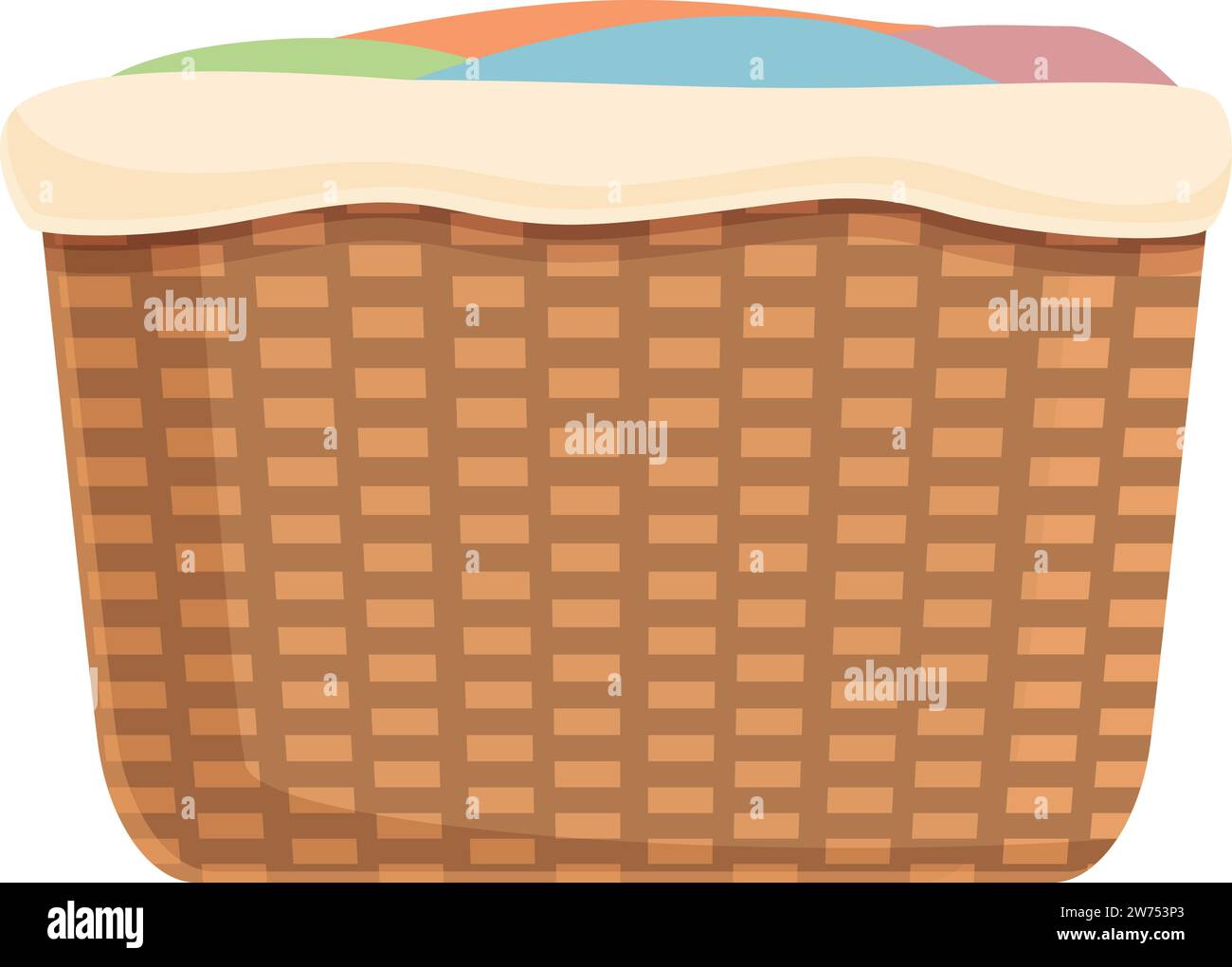 Wicker basket icon cartoon vector. Laundry basin hamper. Dry attire ...