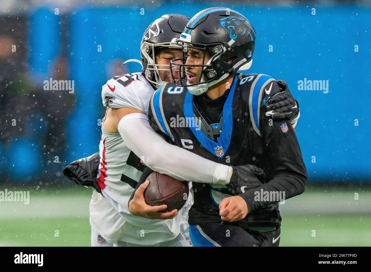 Atlanta Falcons linebacker Kaden Elliss (55) pursues Carolina Panthers ...