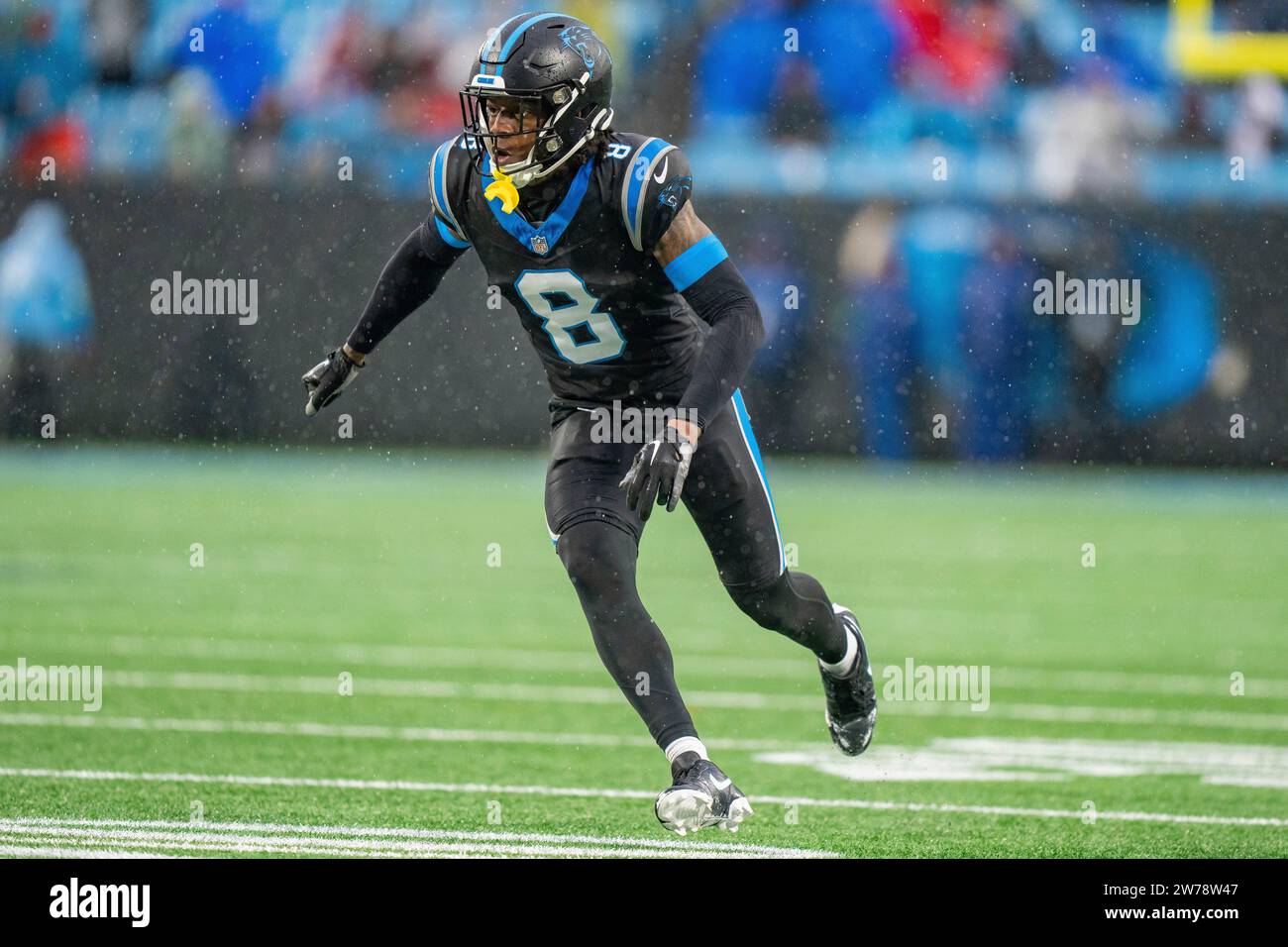 Carolina Panthers cornerback Jaycee Horn (8) plays against the Atlanta ...