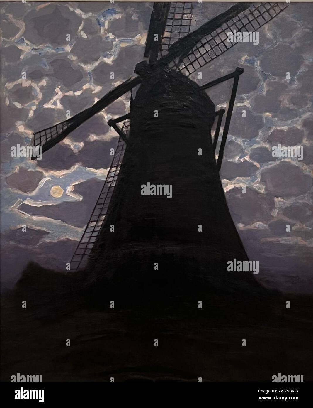 Windmill at night by Piet Mondrian Stock Photo - Alamy