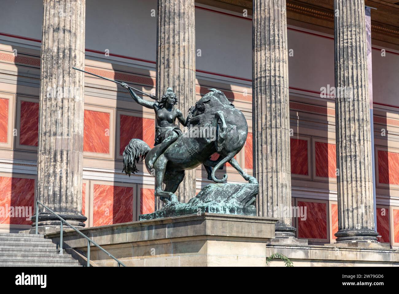 A picture of the Amazon on Horseback statue in front of the Altes ...