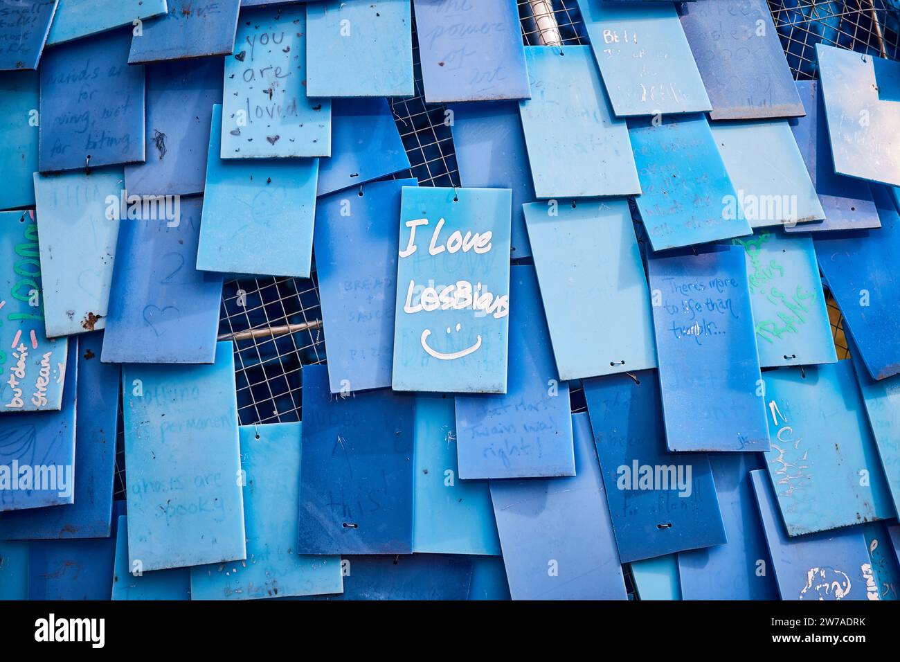 Community Art Tiles with LGBTQ Messages - Eye Level View Stock Photo ...
