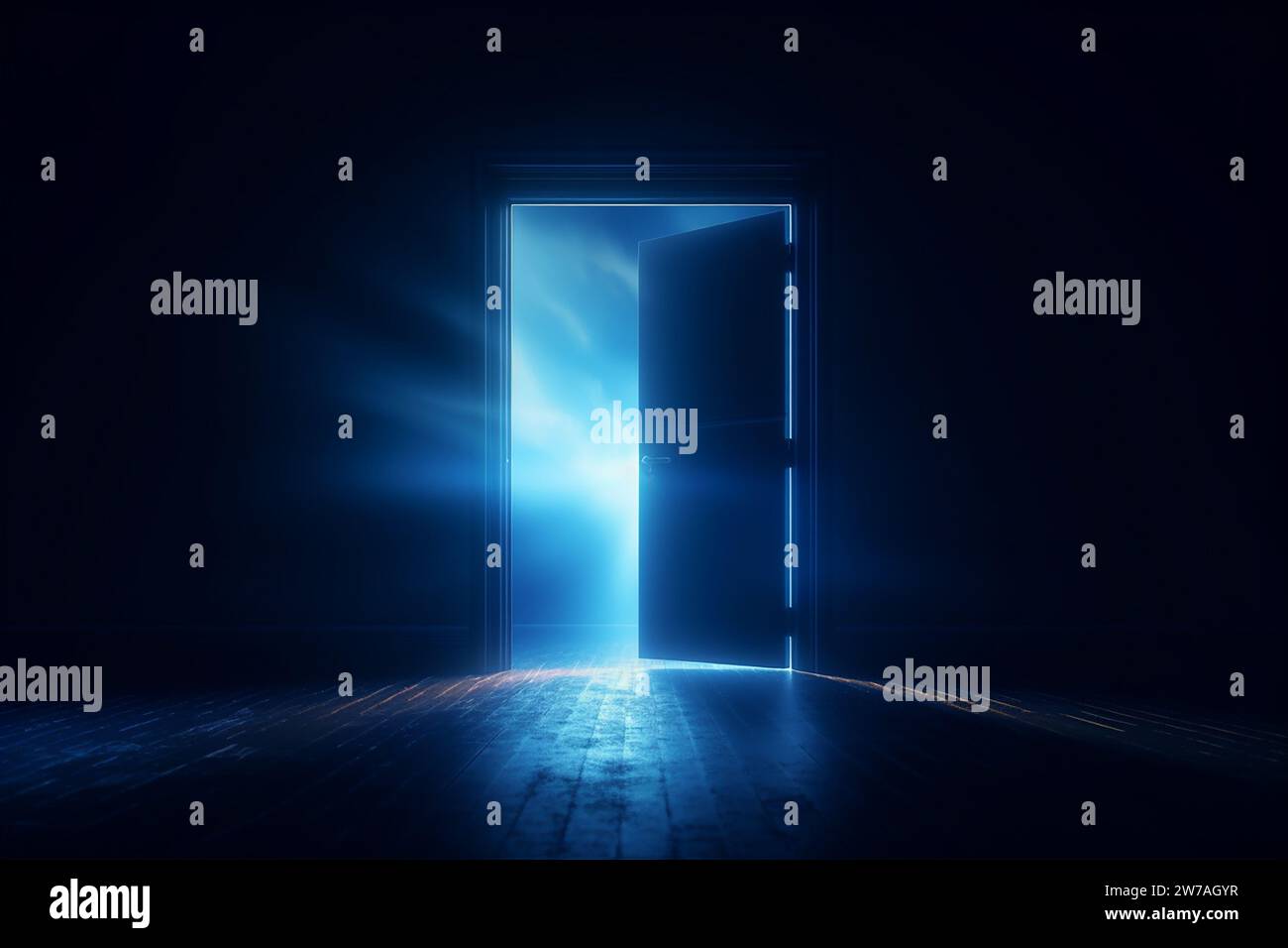 Light from the open door of a dark room, attractive hypnotic light ...